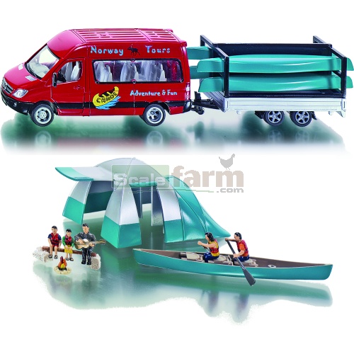 SIKU 2545 - Mercedes Sprinter with Canoe Trailer and Tent