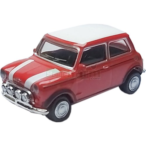 Cararama 7-80070 - Classic Mini Cooper - Red / White Bonnet Stripes