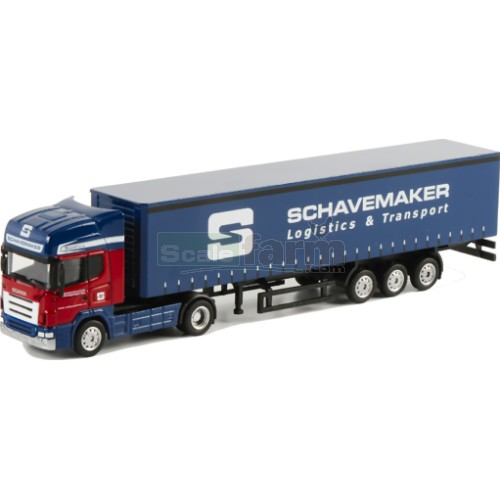 WSI 1009 - Scania R Topline Truck with Curtainsider Trailer - Schavemaker