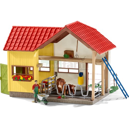 Schleich 42334 - Barn with Farmer, Animals and Accessories Set